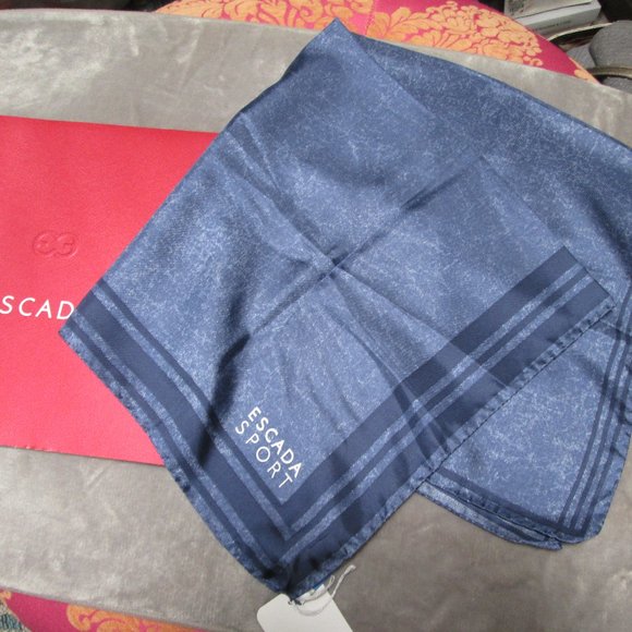Escada | Accessories | Escada Womens Blue Silk Scarf | Poshmark